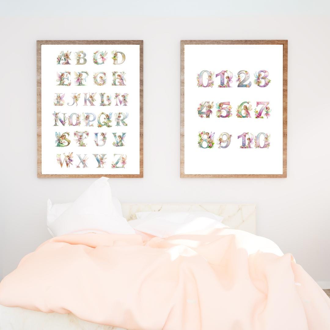 Fairy Alphabet & Number Poster Set: Whimsical Nursery Art (printable ...