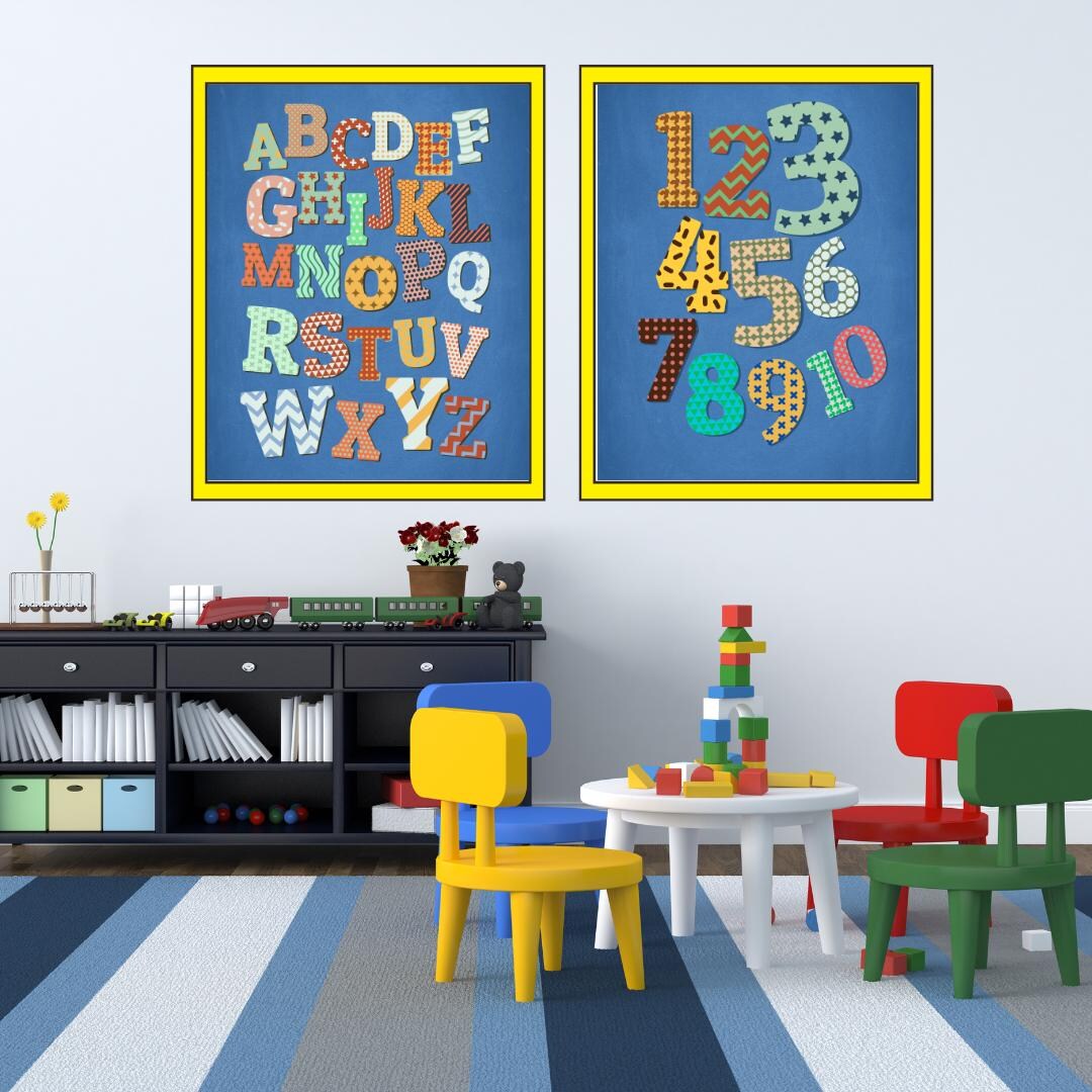 Alphabet Numbers Poster: Colorful Kids Learning Print (digital Download ...