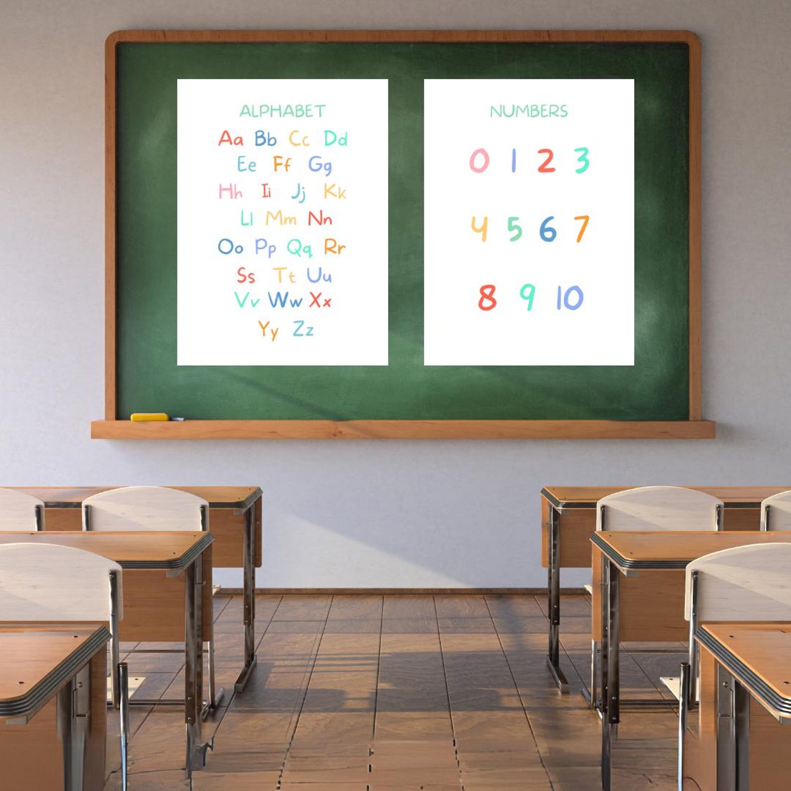 Kids Alphabet Numbers Poster: Colorful Learning Chart (digital Download ...