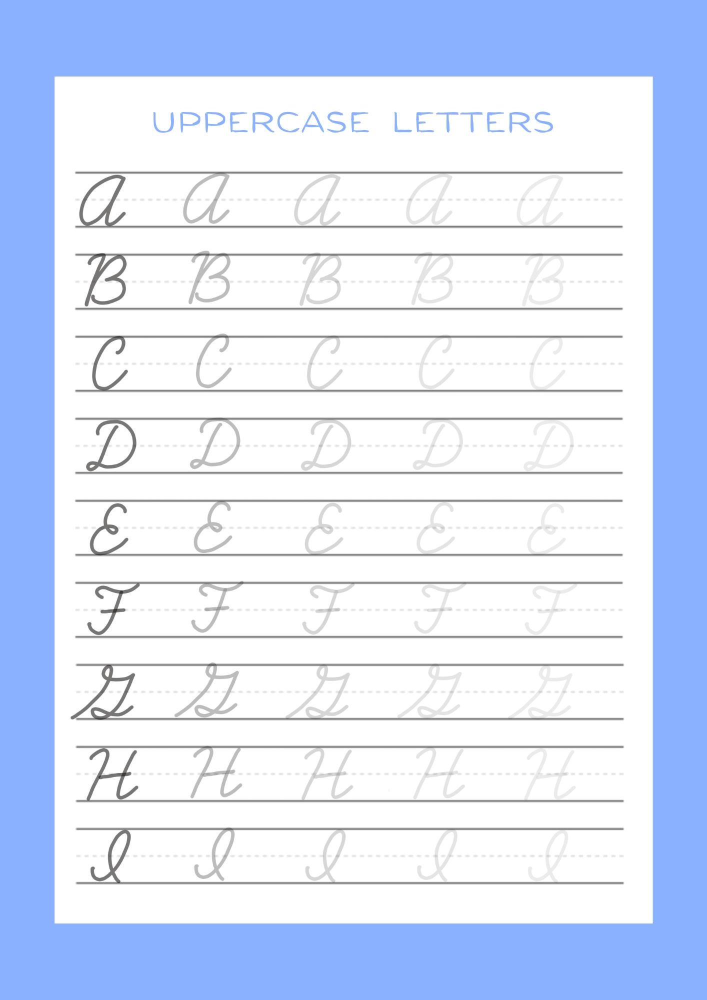 Cursive Alphabet Tracing Worksheet / Cursive ABC Practice Pocket ...