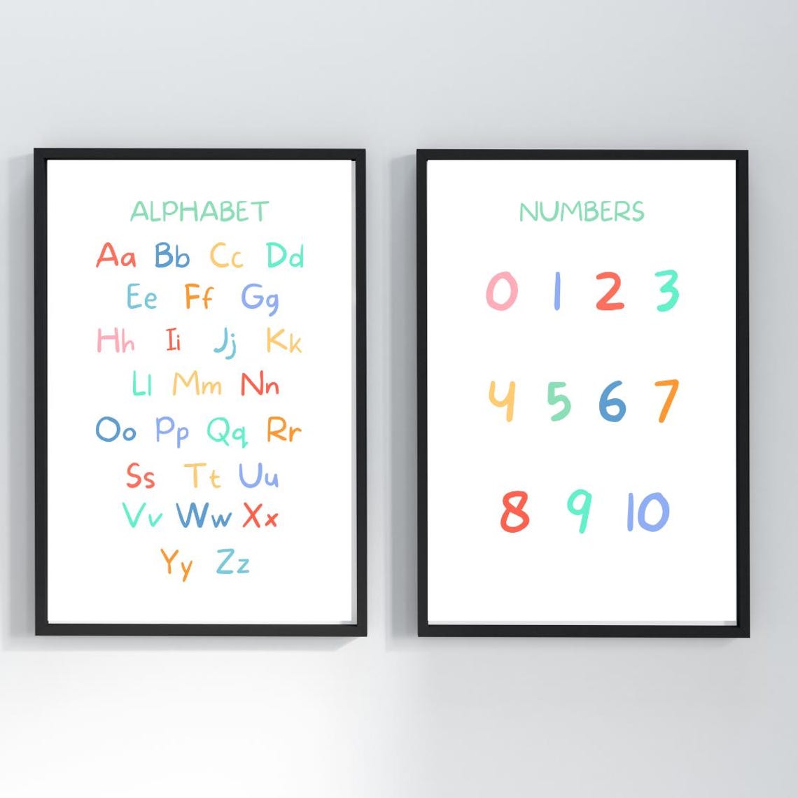 Kids Alphabet Numbers Poster: Colorful Learning Chart (digital Download ...