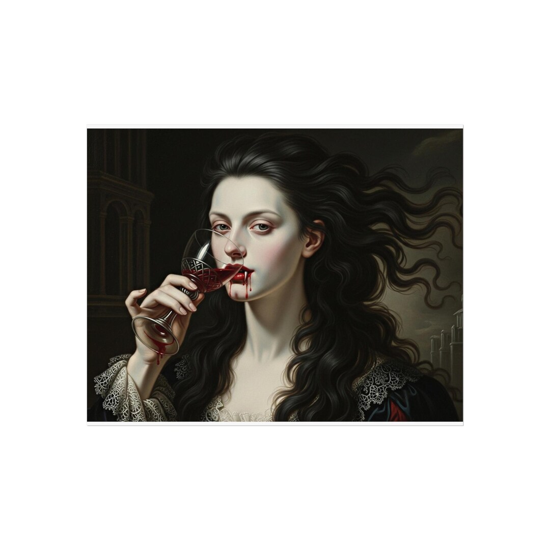 Gothic Vampire Art Print, Beautiful Vampire Blood Mistress, Dark ...