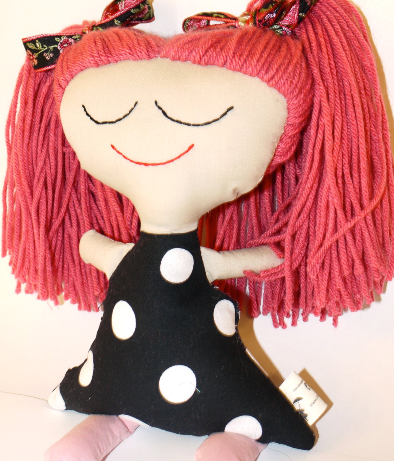 Handmade Rag Doll. Fun Pink Punk Rock Hair and Polka Dot Dress. OOAK - Etsy