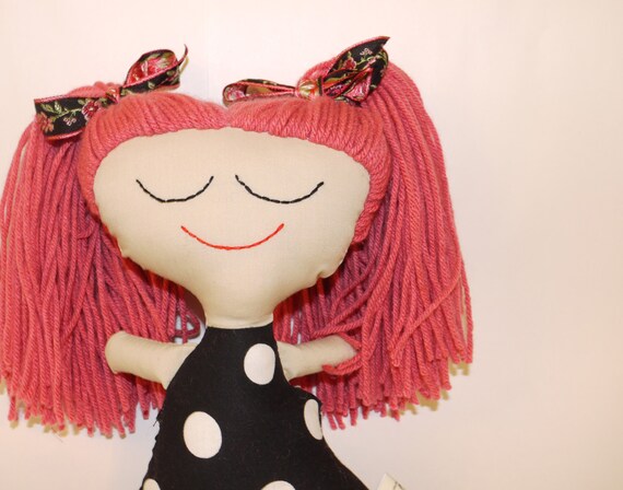 Handmade Rag Doll. Fun Pink Punk Rock Hair and Polka Dot | Etsy