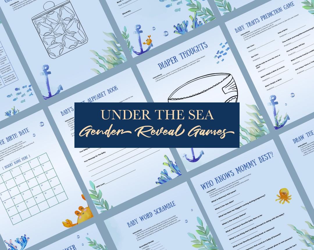 Under the Sea Gender Reveal Invitation, Ocean Animals Gender Reveal ...
