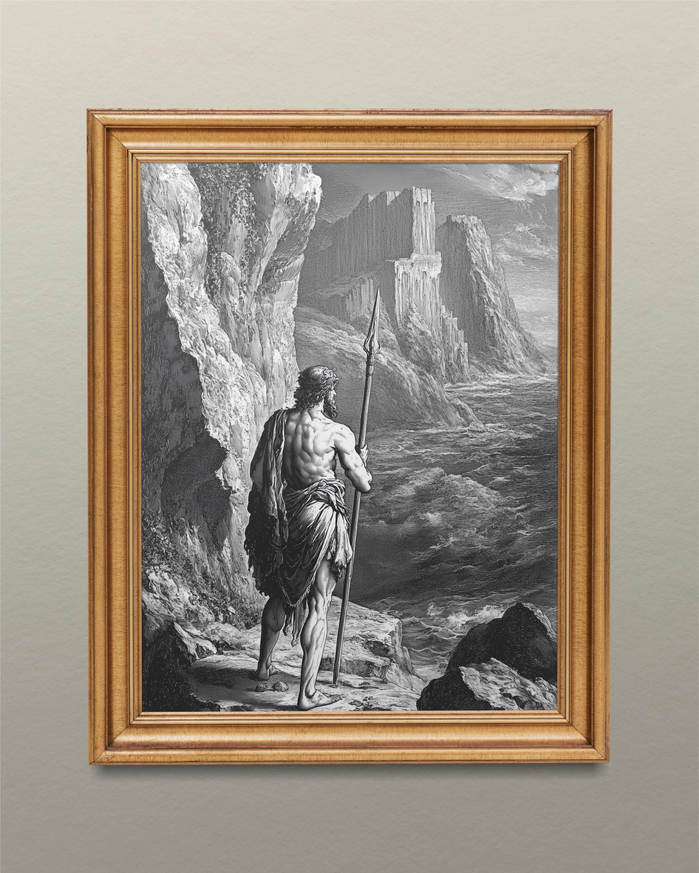 Odysseus Print | Greek Mythology Art Print | Heroic Engraving Style ...