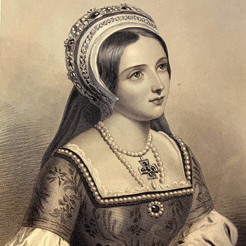 Antique Engraving of Katherine Parr 6th Queen of Henry VIII 1875 From ...