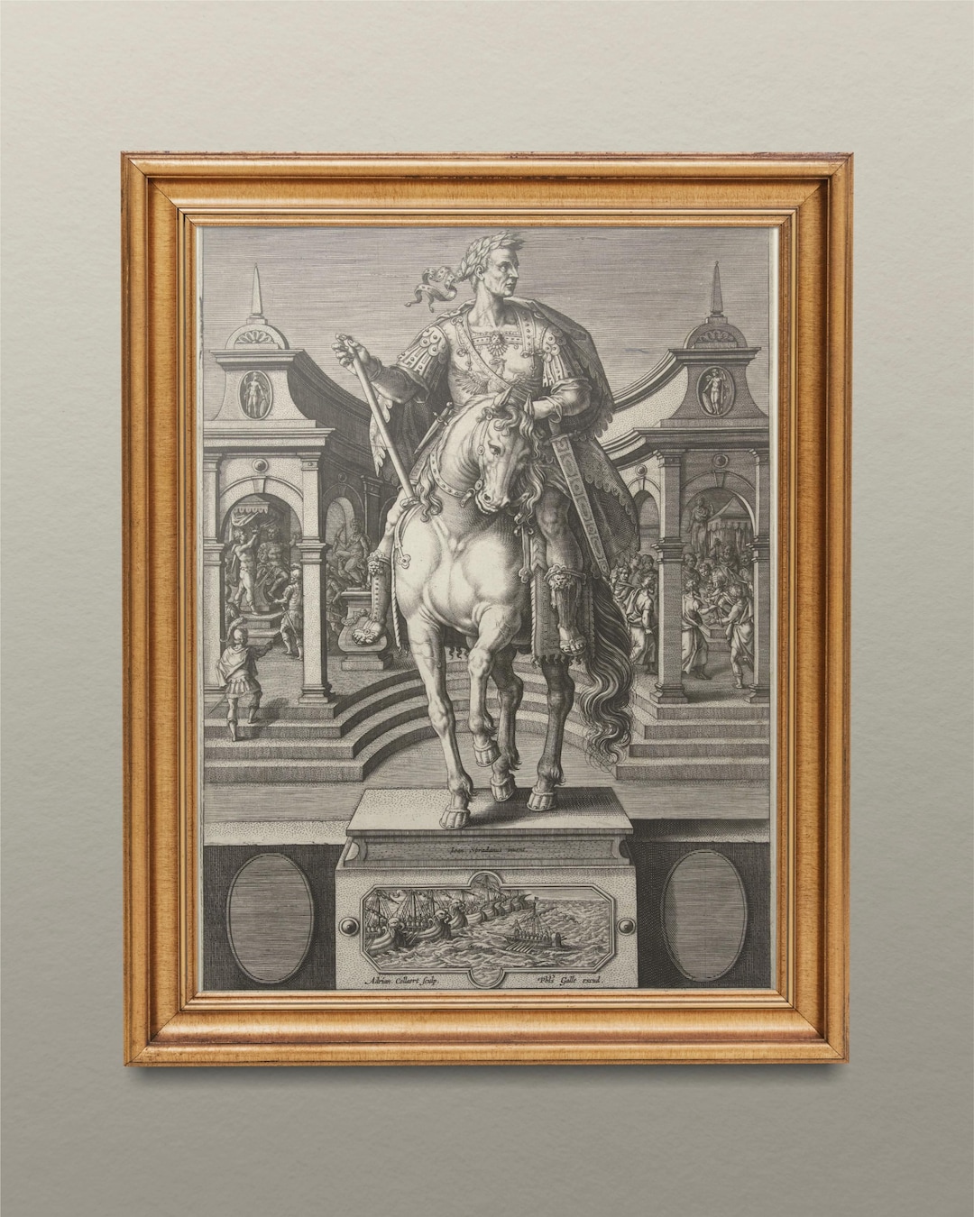 Julius Caesar on Horseback – A4 Size Antique Engraving Art Print ...