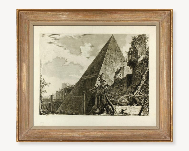 Ancient Roman Pyramid of Cestius Architectural Engraving Print – 18th ...
