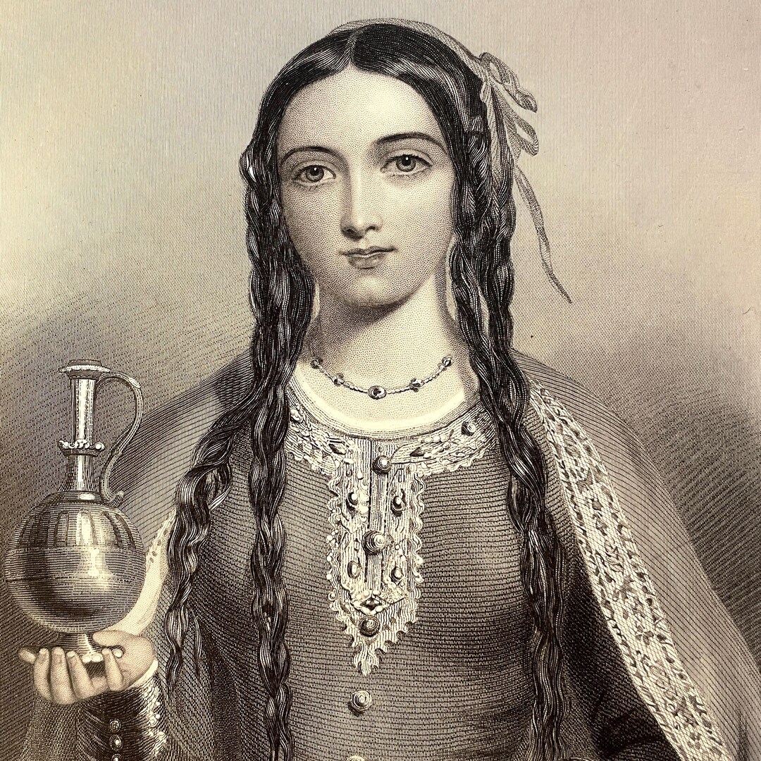 Antique Engraving of Matilda of Scotland, Queen of Henry I 1875 From ...