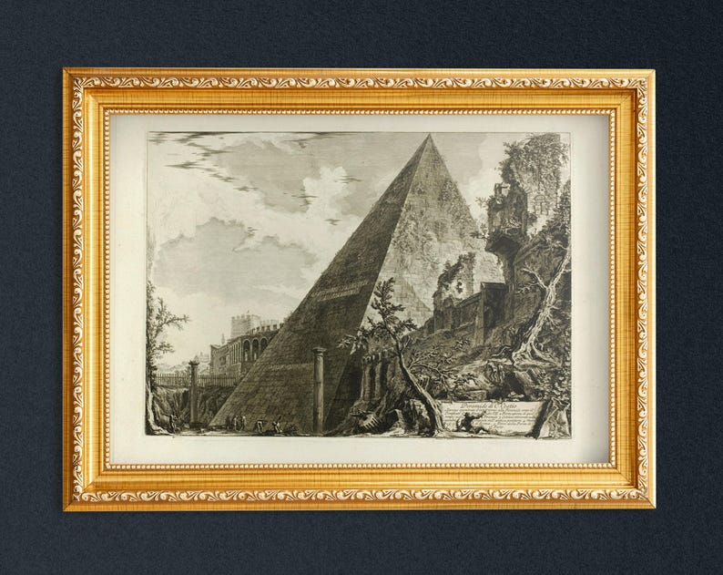 Ancient Roman Pyramid of Cestius Architectural Engraving Print – 18th ...