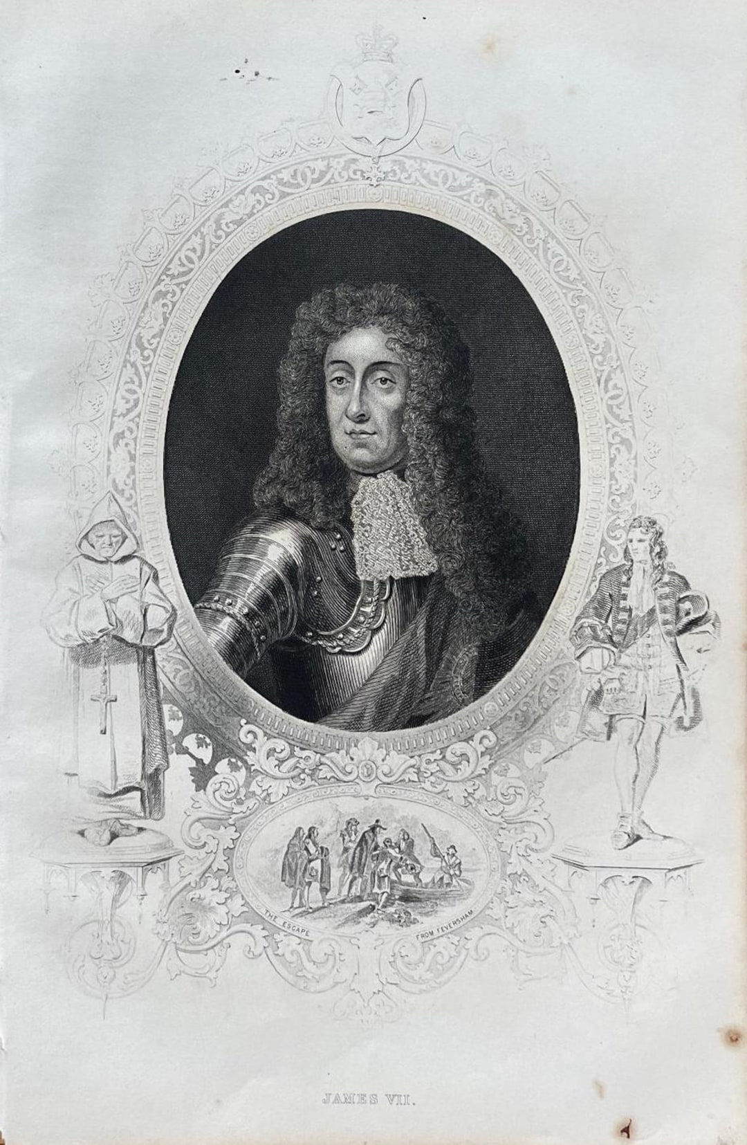 Antique Steel Engraving of James VII by W. H. Mote - Historical ...