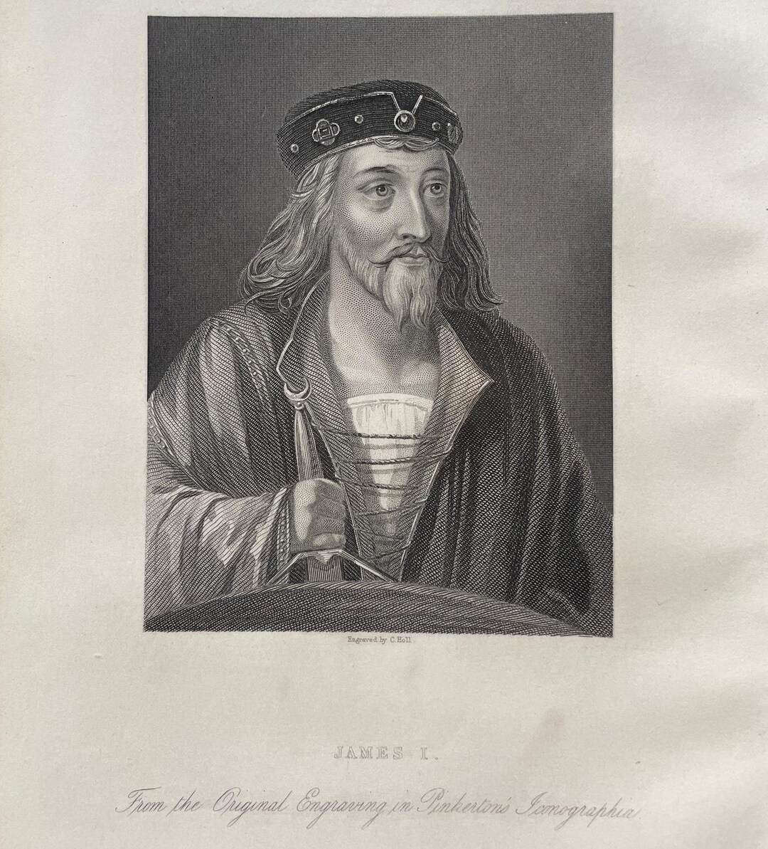 Antique Steel Engraving of James I by Charles Holl - Historical ...