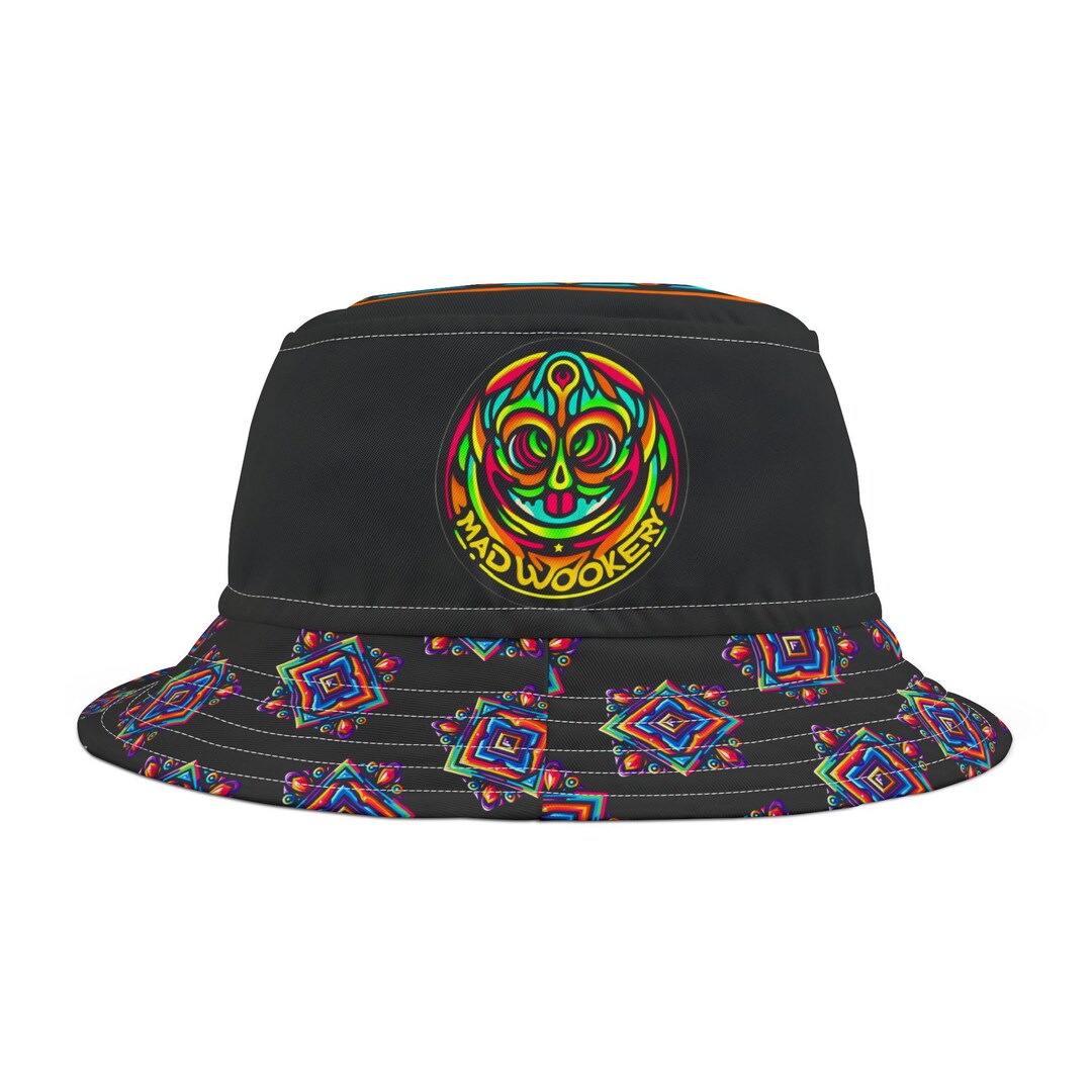 Psychedelic Diamond Pattern Bucket Hat Festival Fashion, Boho Headwear ...