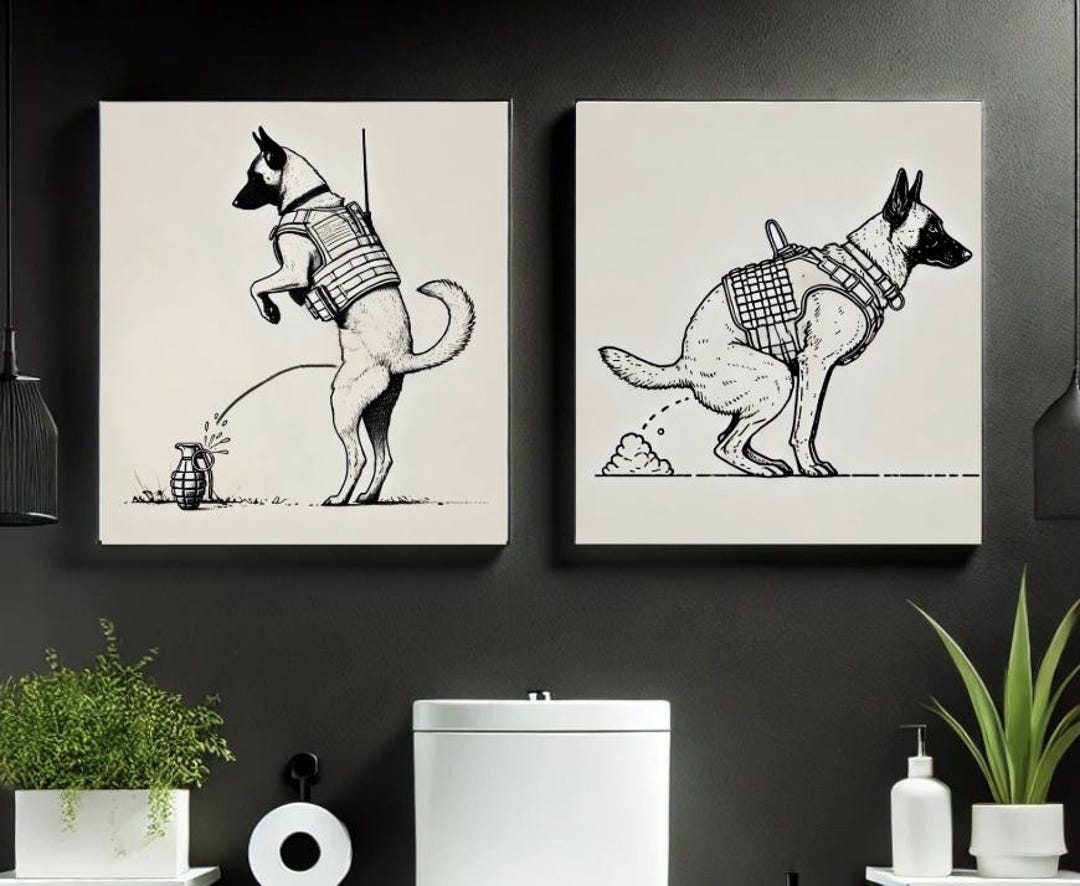 Minimalist Military Dog Pooping/peeing Art Funny Tactical K9 Digital ...