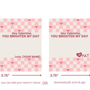 You Brighten My Day Printable Valentine Cards - Editable Canva Template ...