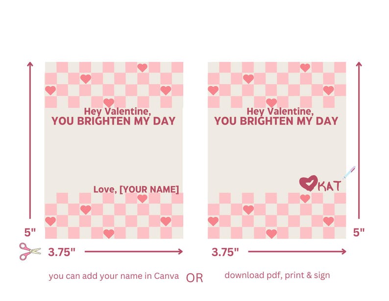 You Brighten My Day Printable Valentine Cards - Editable Canva Template ...