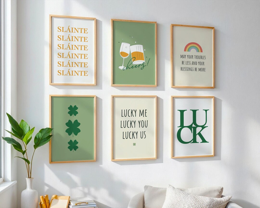 St. Patrick's Day Wall Art Bundle Set of 6 | Irish Blessings | Clover ...