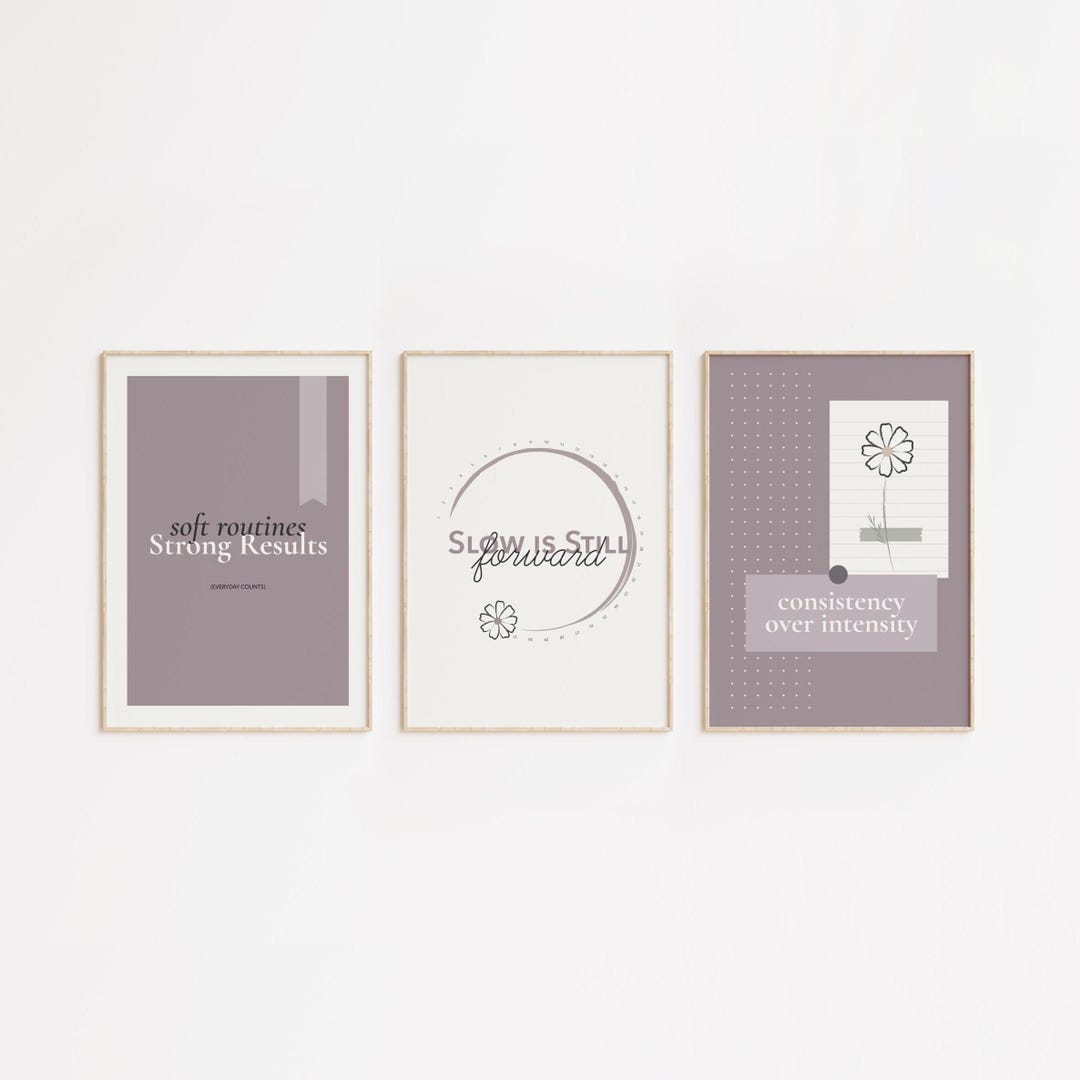 Motivational Wall Art Set of 3: Minimalist Neutral Quote Trio | “soft ...
