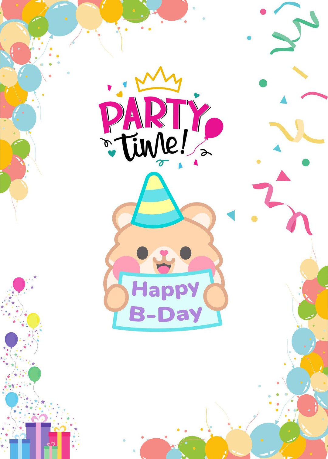 Hamster Celebration Card – Fun Birthday Digital Download - Etsy