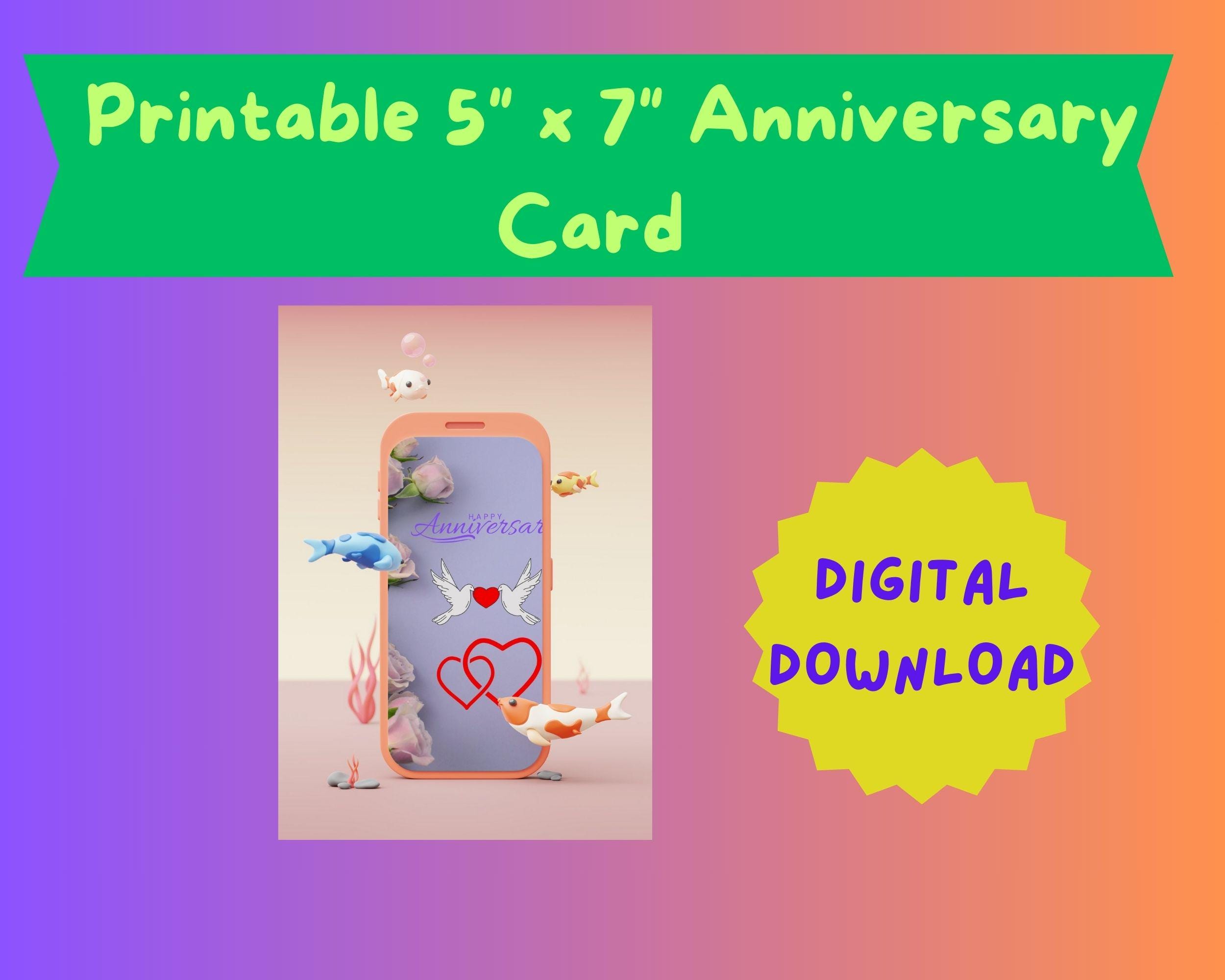 Romantic Anniversary Card, Printable Love Card, Digital Download ...