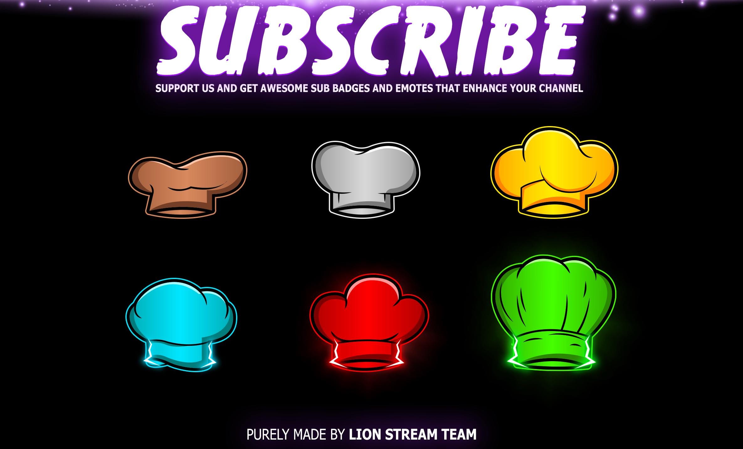 Chef Hat Sub Badges, Twitch Sub Badges, Hat Badges, Twitch Sub Badges ...