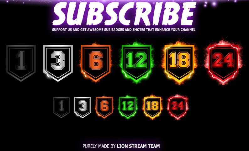 Numbers Twitch Sub Badges: Shield Rank Badges - Etsy