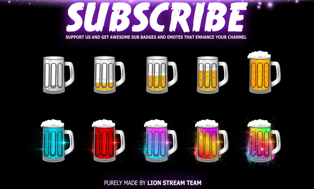 Beer Glass Sub Badges, Twitch Sub Badges, Beer Glass Badges, Twitch Sub ...