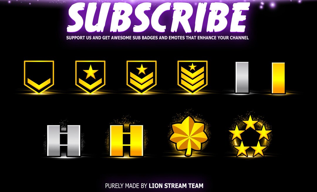 Military Ranks Twitch Sub Badges: Streamer Graphics (digital Download ...