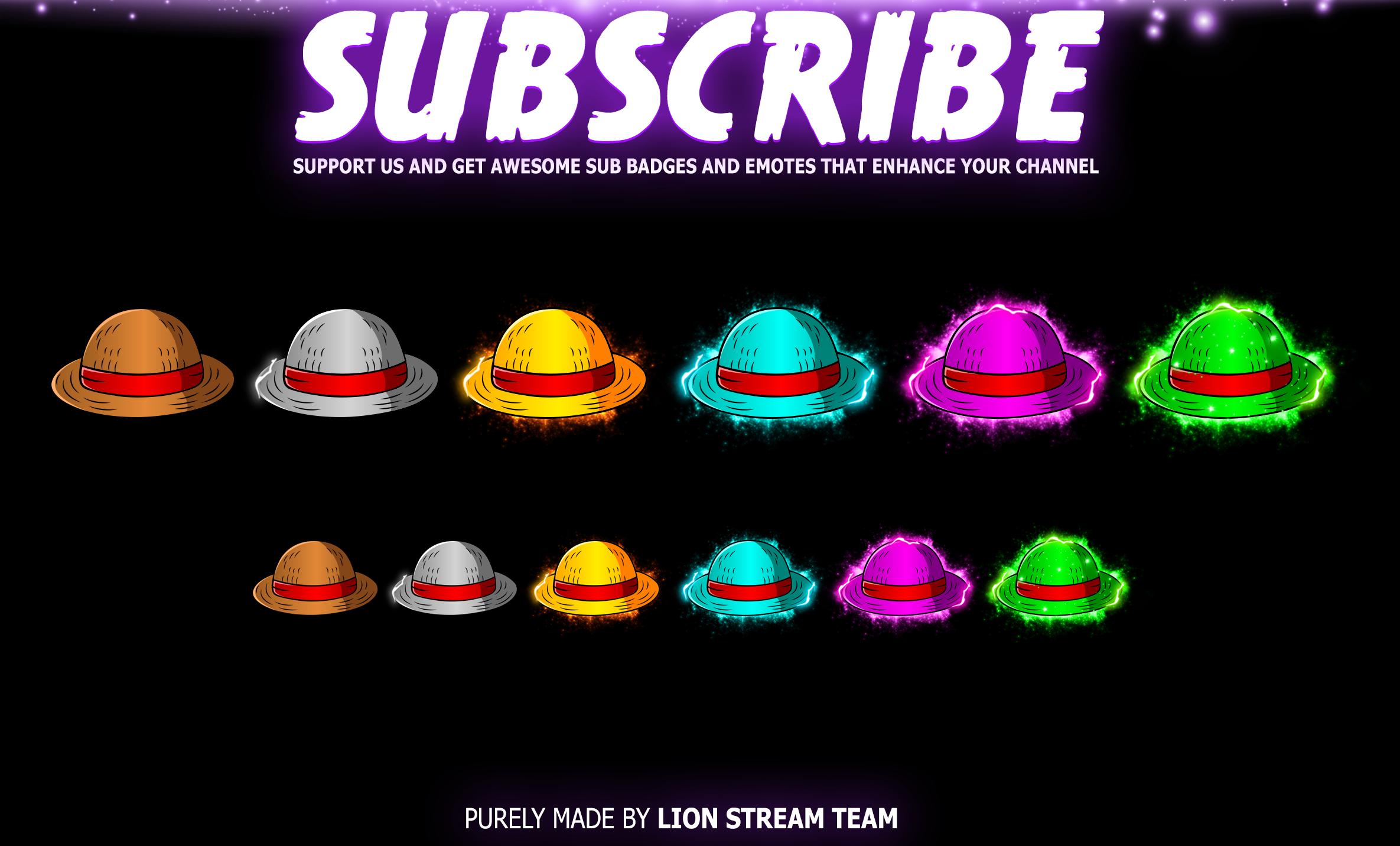 Luffystraw Hat Sub Badges, Twitch Sub Badges, Hat Badges, Twitch Sub ...