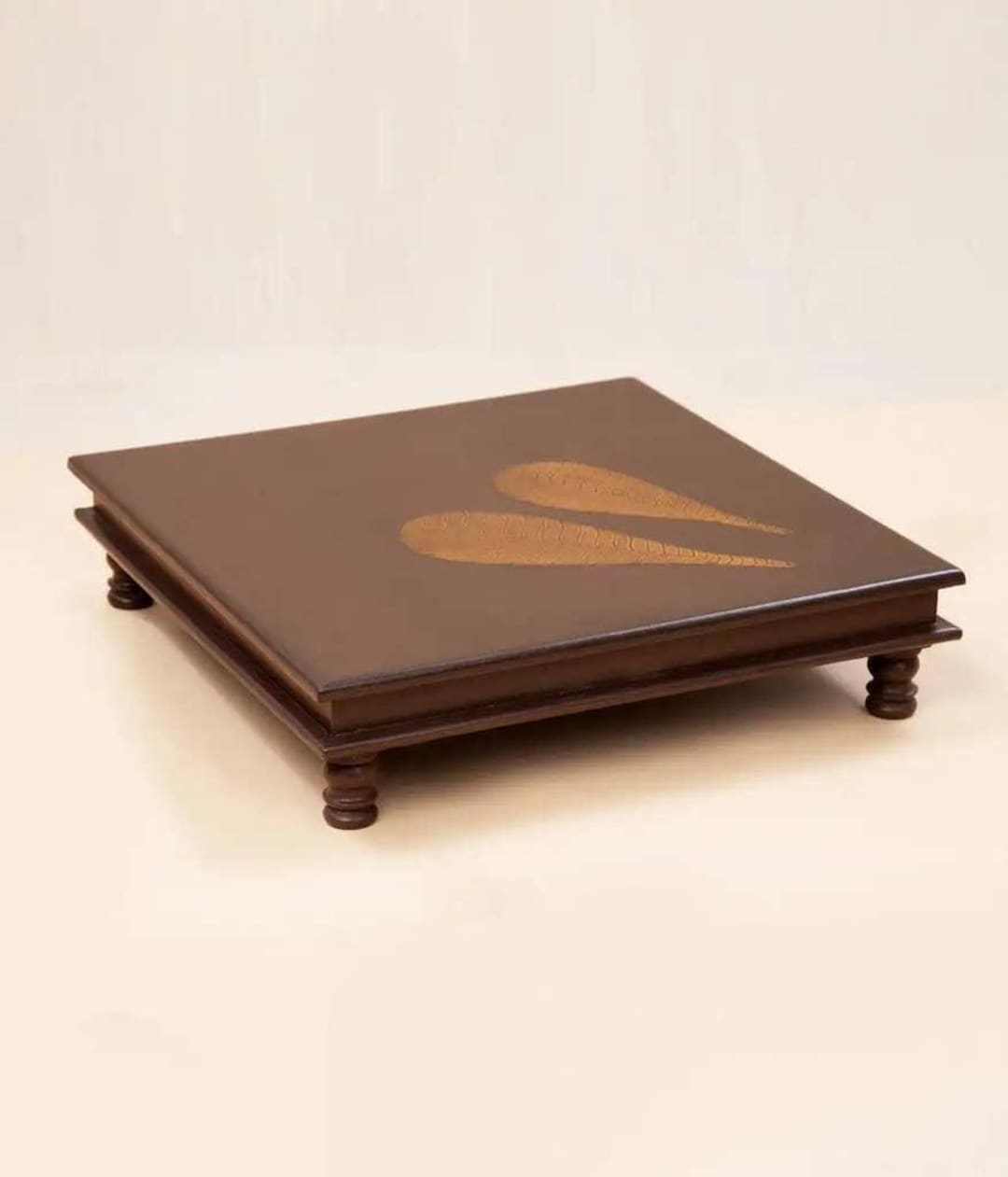 Pooja Table With Copper Temple Tree Leaves 21x21 - Etsy