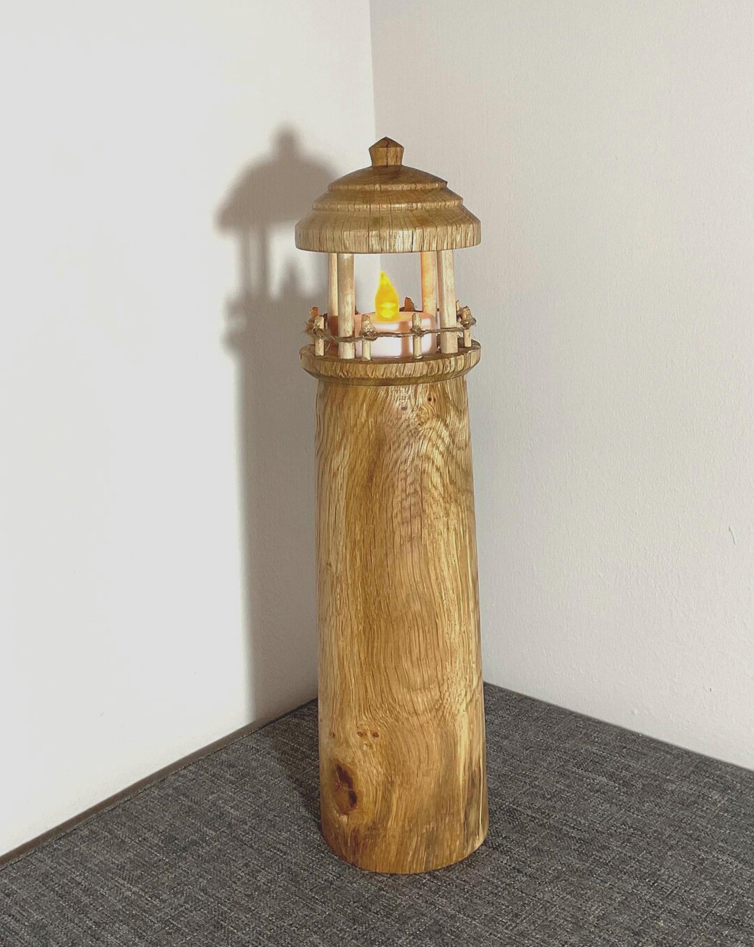 Oak Battery Tea-light Lighthouse - Etsy