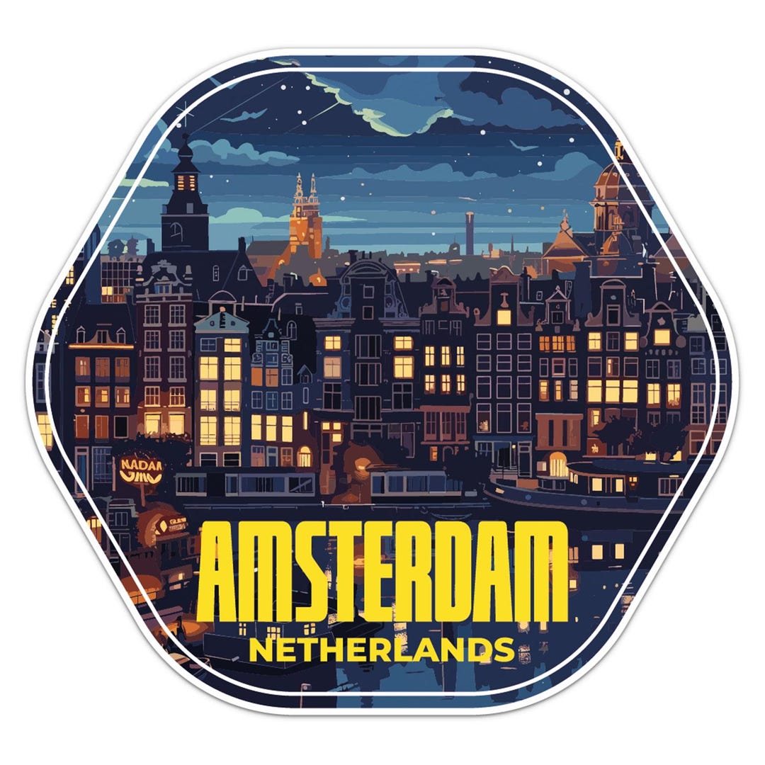 Netherlands Amsterdam Night City Sticker Car Bumper Vinyl Decal - Etsy