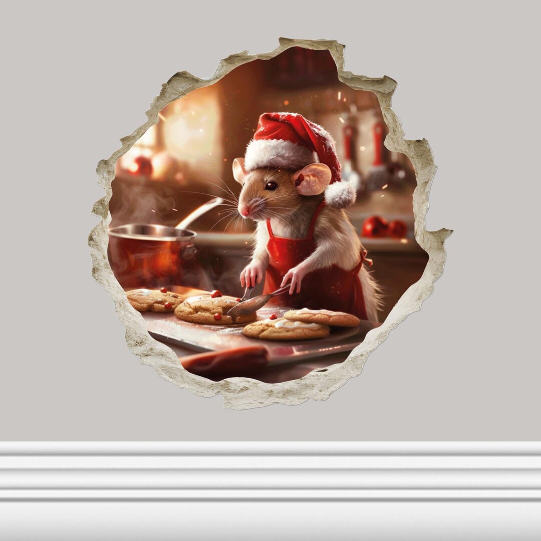 Cook Christmas Mouse in Hole Sticker Car Bumper Vinyl Decal - Etsy