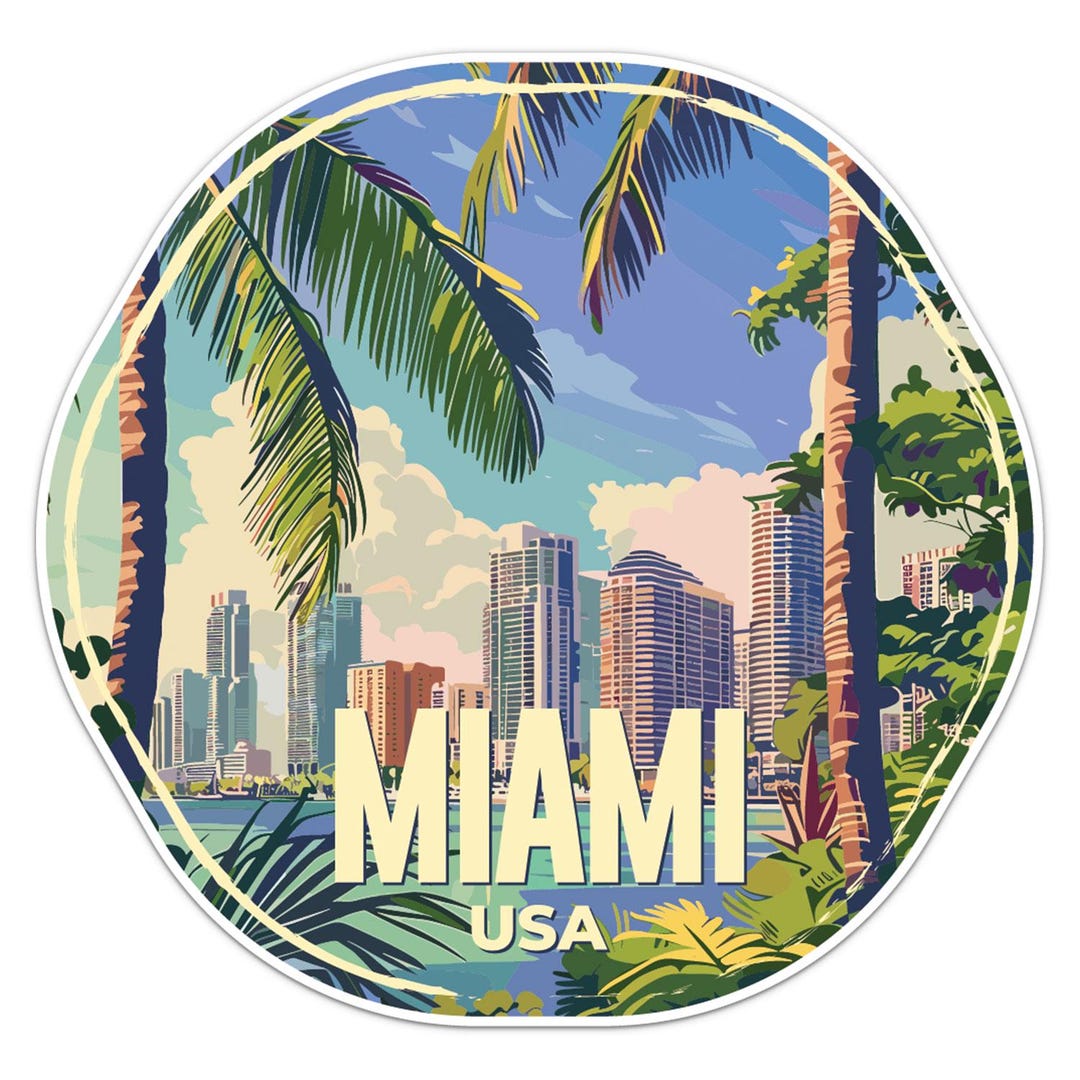 USA Miami City Sticker Car Bumper Decal - Etsy