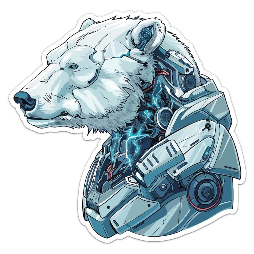 Biomechanical Polar Bear Animal Robot Sticker Car Bumper Decal - Etsy