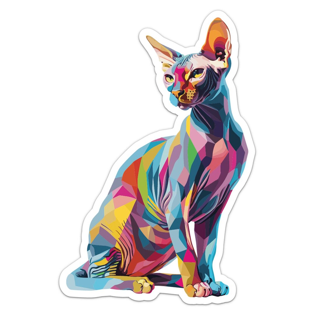 Colorful Sphynx Cat Sticker Car Bumper Decal - Etsy