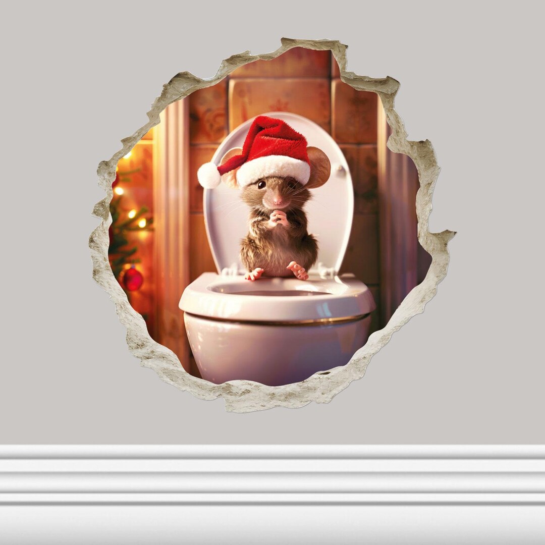 Christmas Mouse in Hole Sticker Car Bumper Vinyl Decal - Etsy