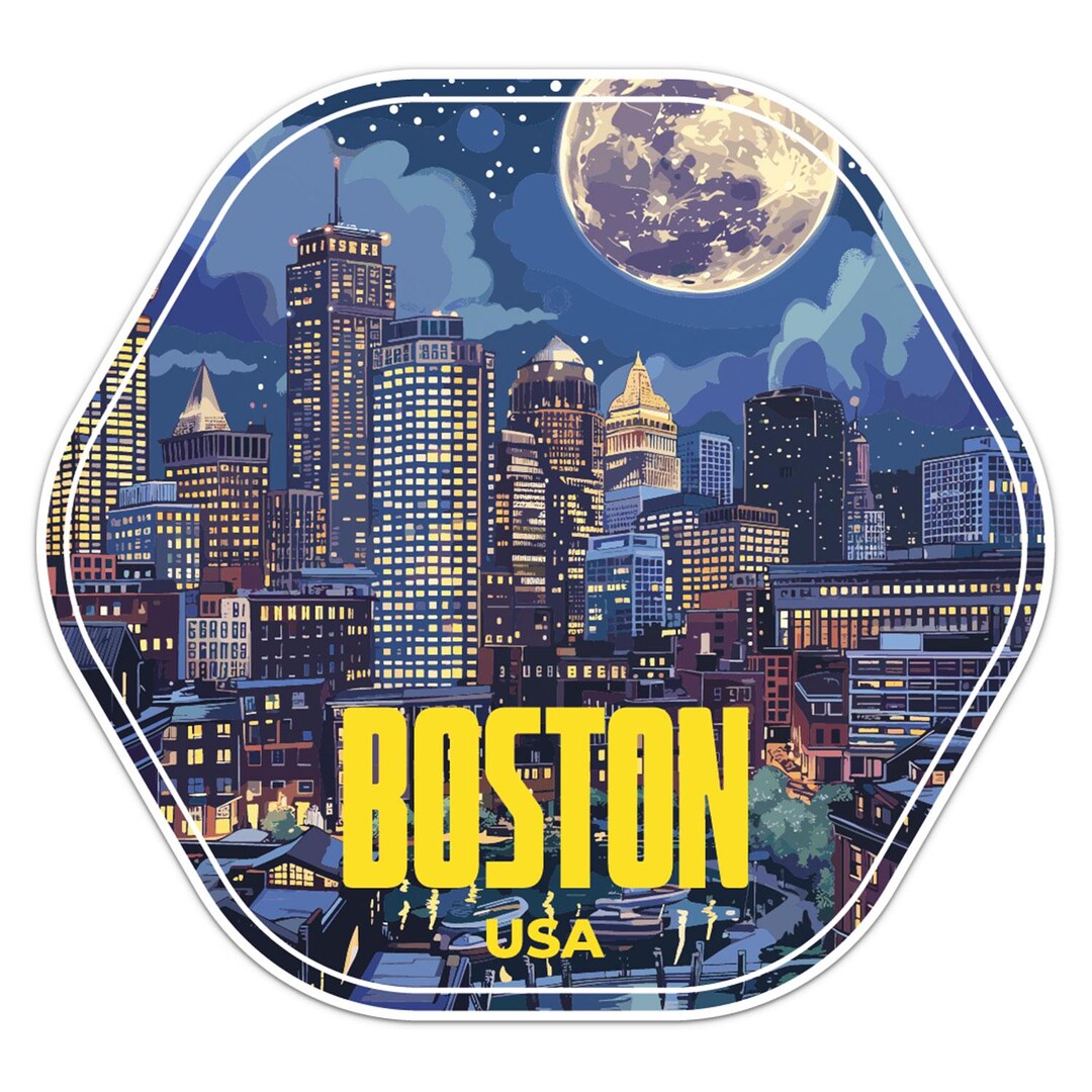 USA Boston Night City Sticker Car Bumper Vinyl Decal - Etsy