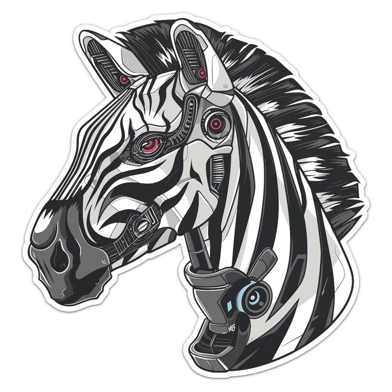 Biomechanical Zebra Animal Robot Sticker Car Bumper Decal - Etsy