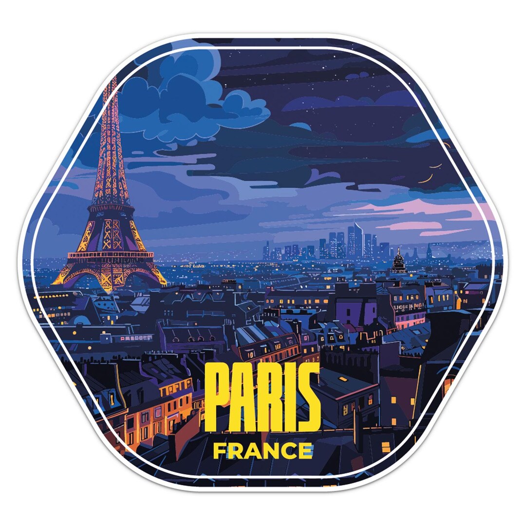 France Paris Night City Sticker Car Bumper Vinyl Decal - Etsy