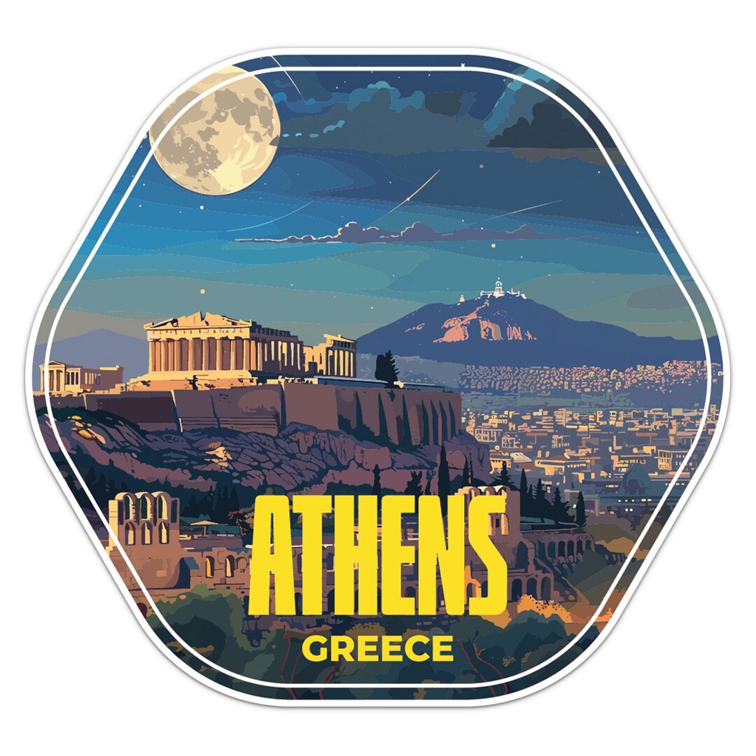 Greece Athens Night City Sticker Car Bumper Vinyl Decal - Etsy