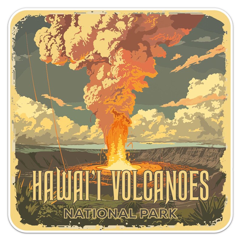 Vintage Hawai'i Volcanoes National Park Car Bumper Sticker - Etsy