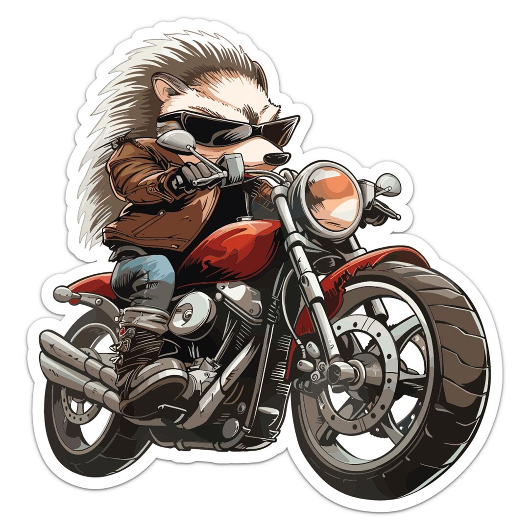Biker Hedgehog Racing Animal Sticker Car Bumper Decal - Etsy