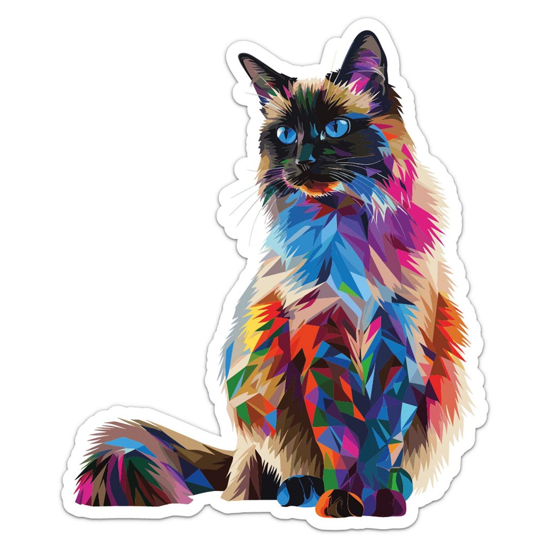 Colorful Balinese Cat Sticker Car Bumper Decal - Etsy