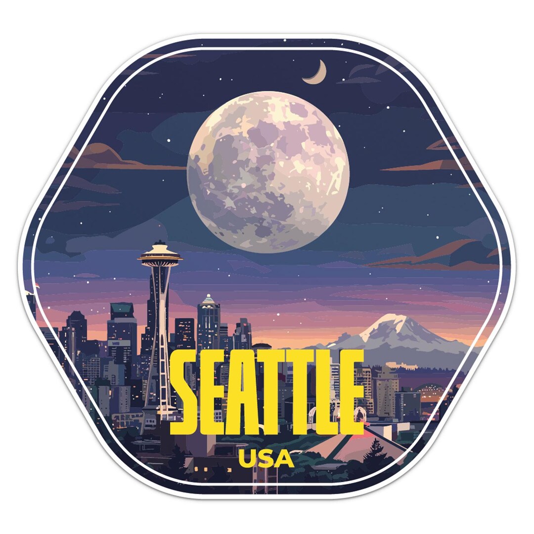 USA Seattle Night City Sticker Car Bumper Vinyl Decal - Etsy