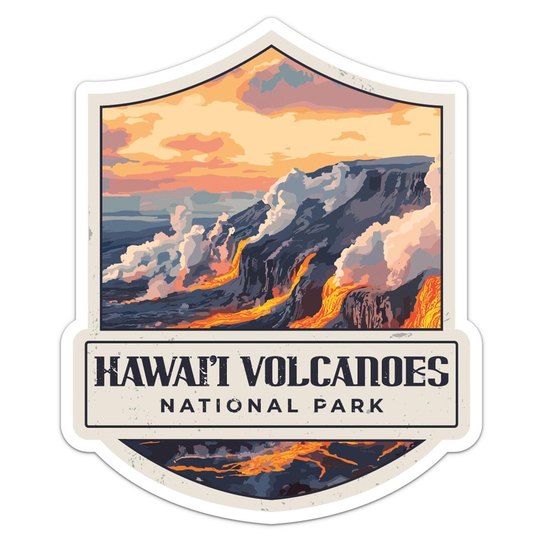 Vintage Hawai'i Volcanoes National Park Sticker Car Bumper Vinyl Decal ...