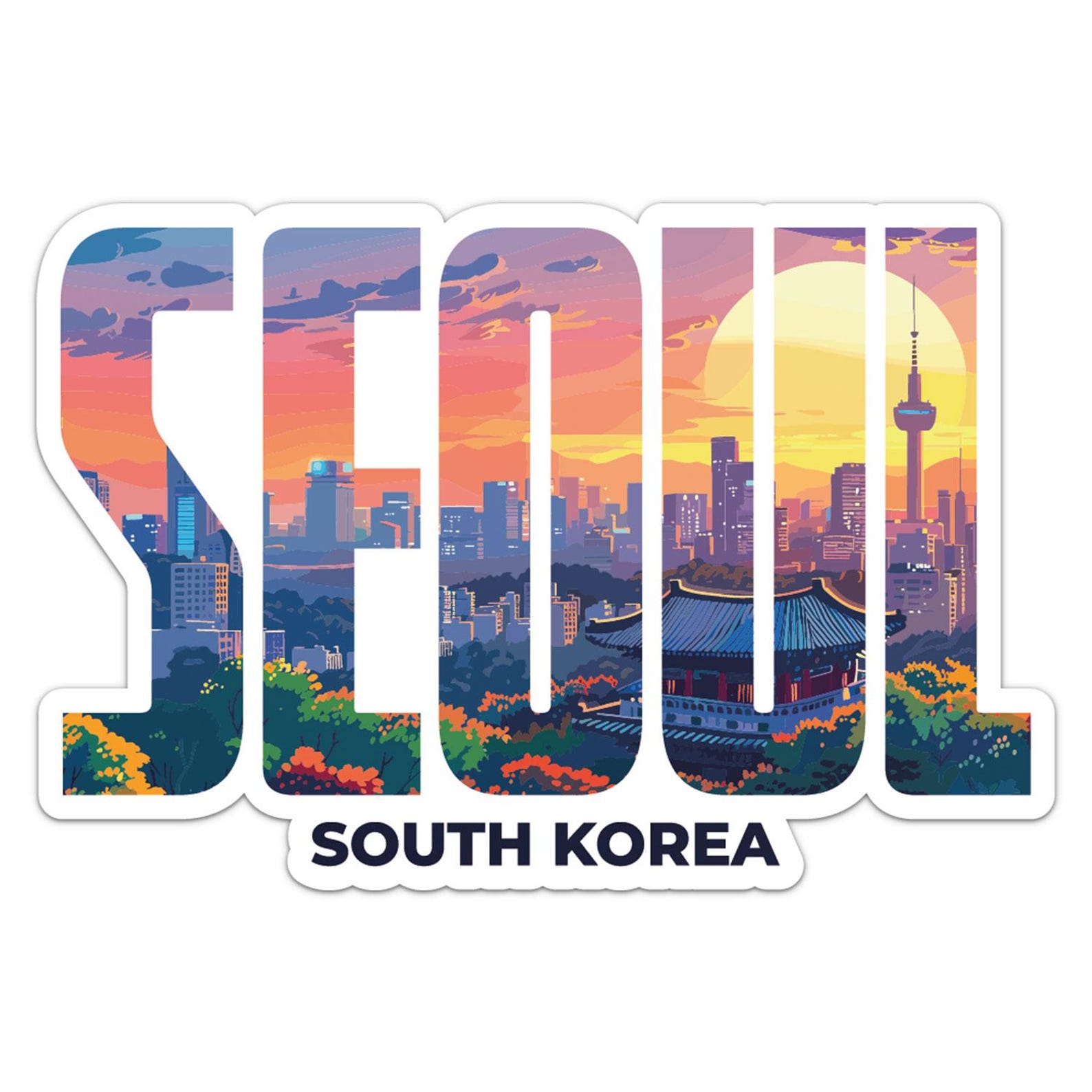 South Korea Seoul City Sticker Car Bumper Vinyl Decal - Etsy
