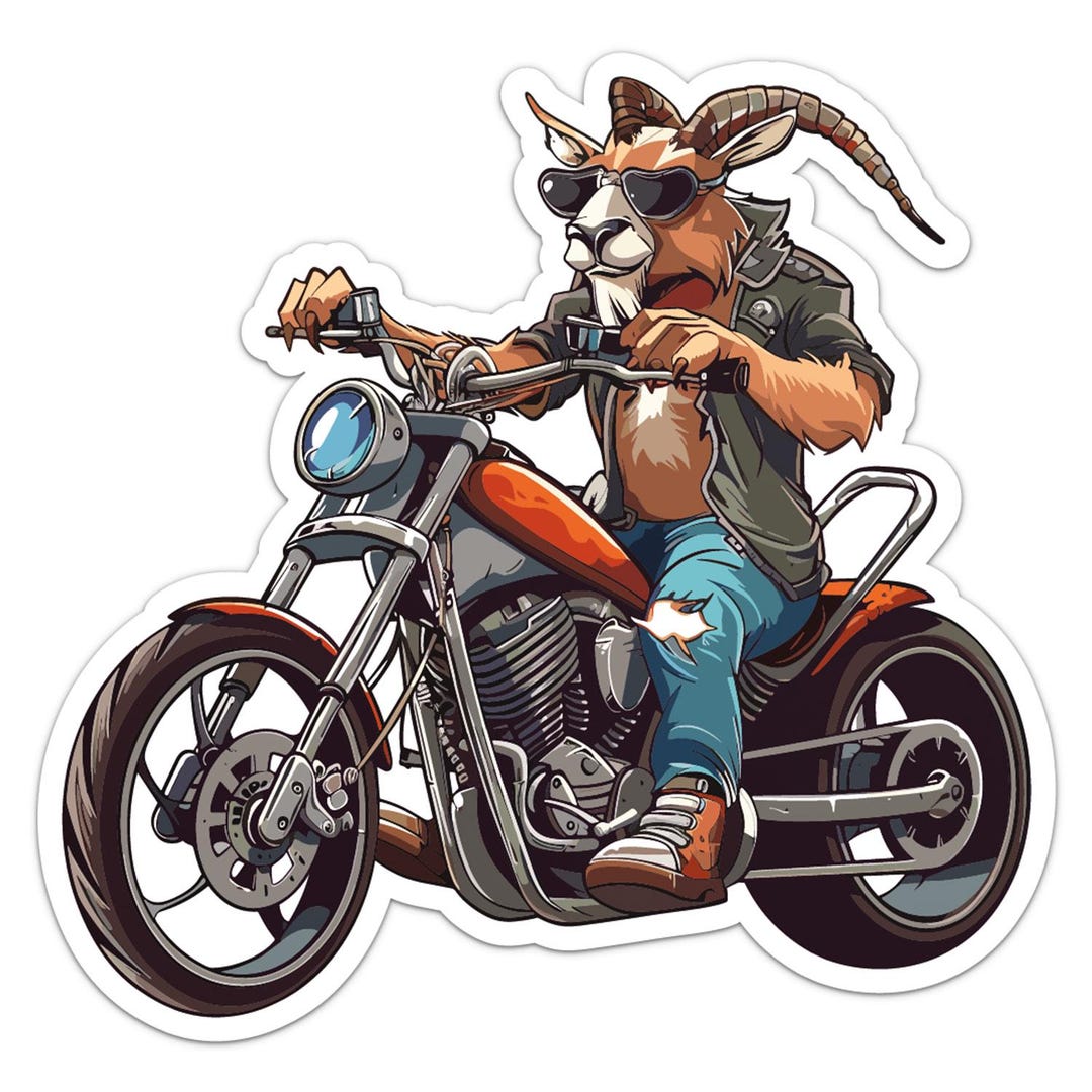 Biker Goat Racing Animal Sticker Car Bumper Decal - Etsy