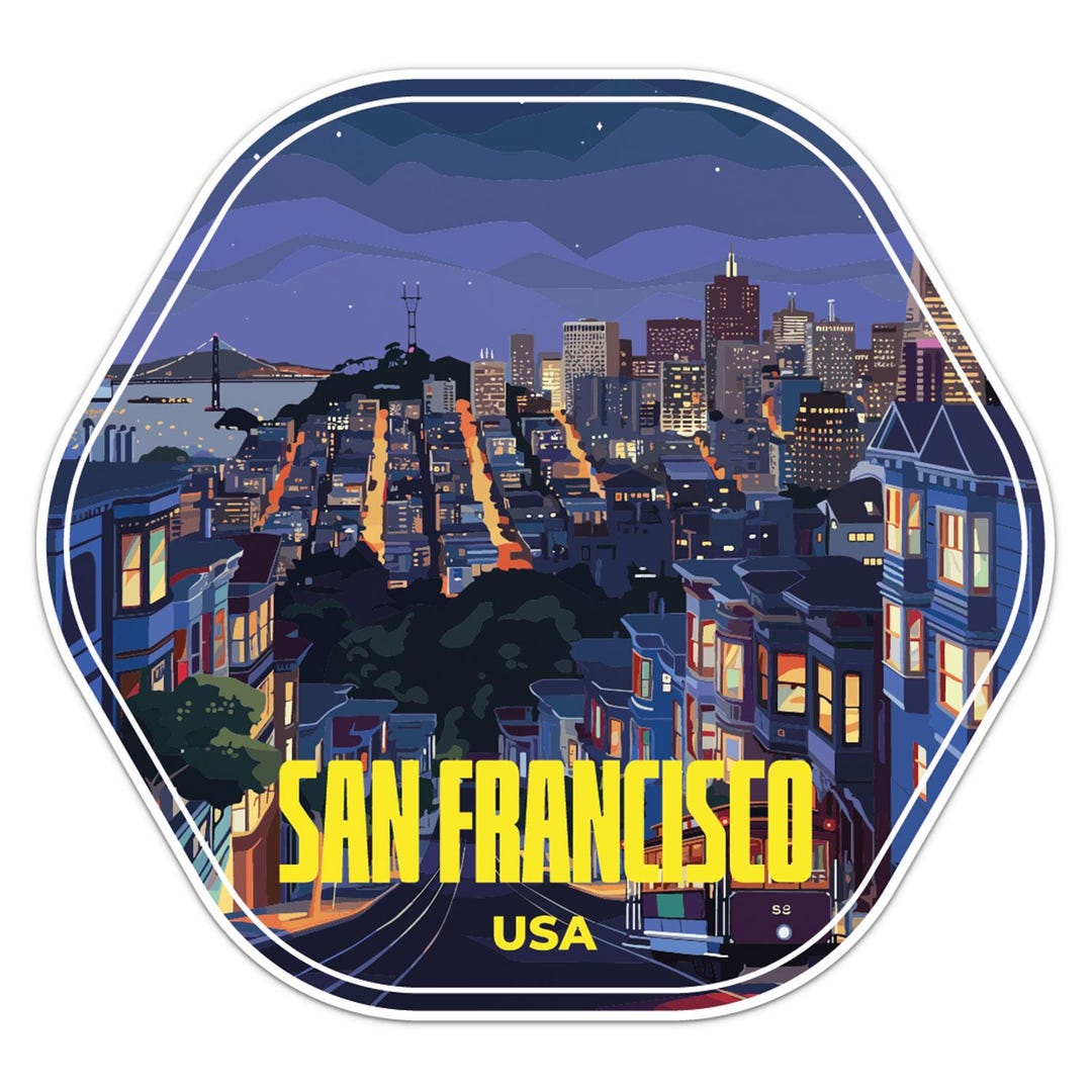 USA San Francisco Night City Sticker Car Bumper Vinyl Decal - Etsy
